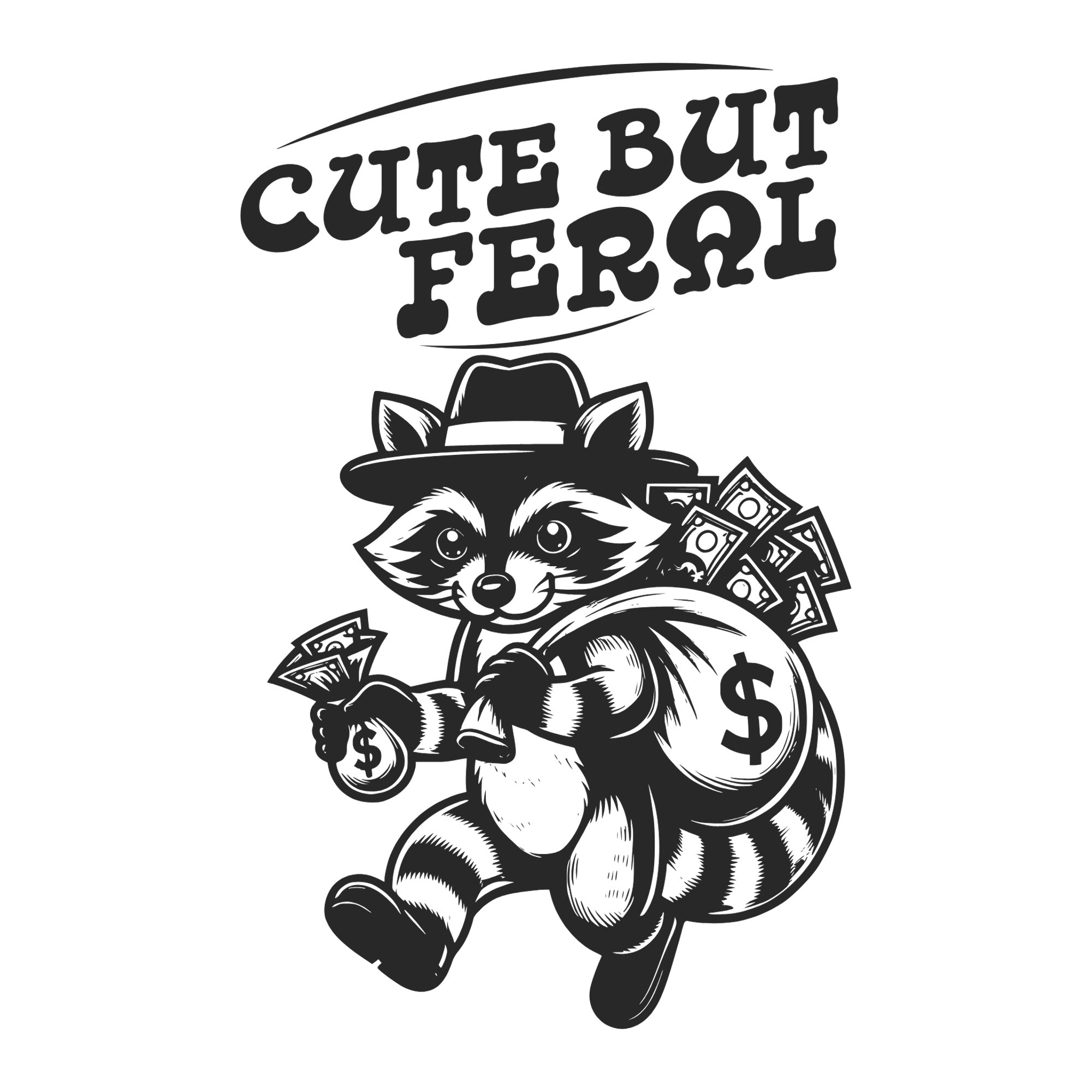 Cute But Feral Funny Sticker | Crimson and Clover Studio