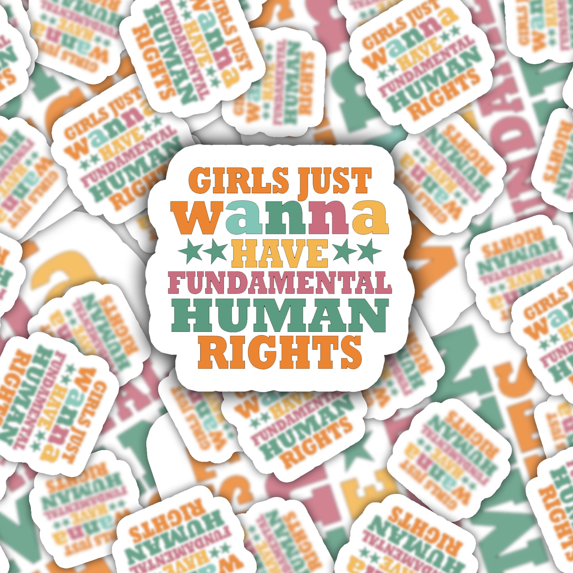 Girls Just Want Fundamental Human Rights Funny Sticker | Crimson and ...